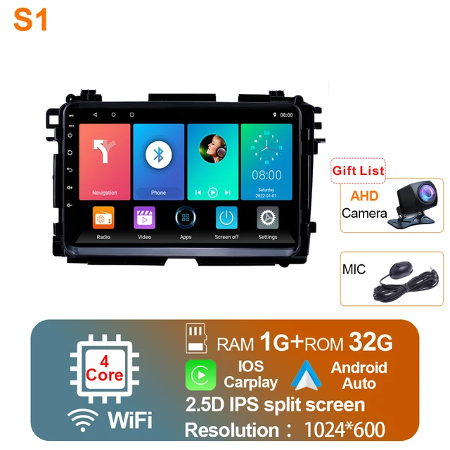 Car Radio 2 Din Android Carplay For Honda HRV HR-V Vezel 2015 2016 2017 2018 2019 Multimedia ...