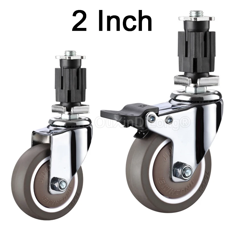 4PCS-Heavy-Duty-2-Inch-Swivel-Square-Stem-Caster-Mute-Rubber-Wheel-Cart ...