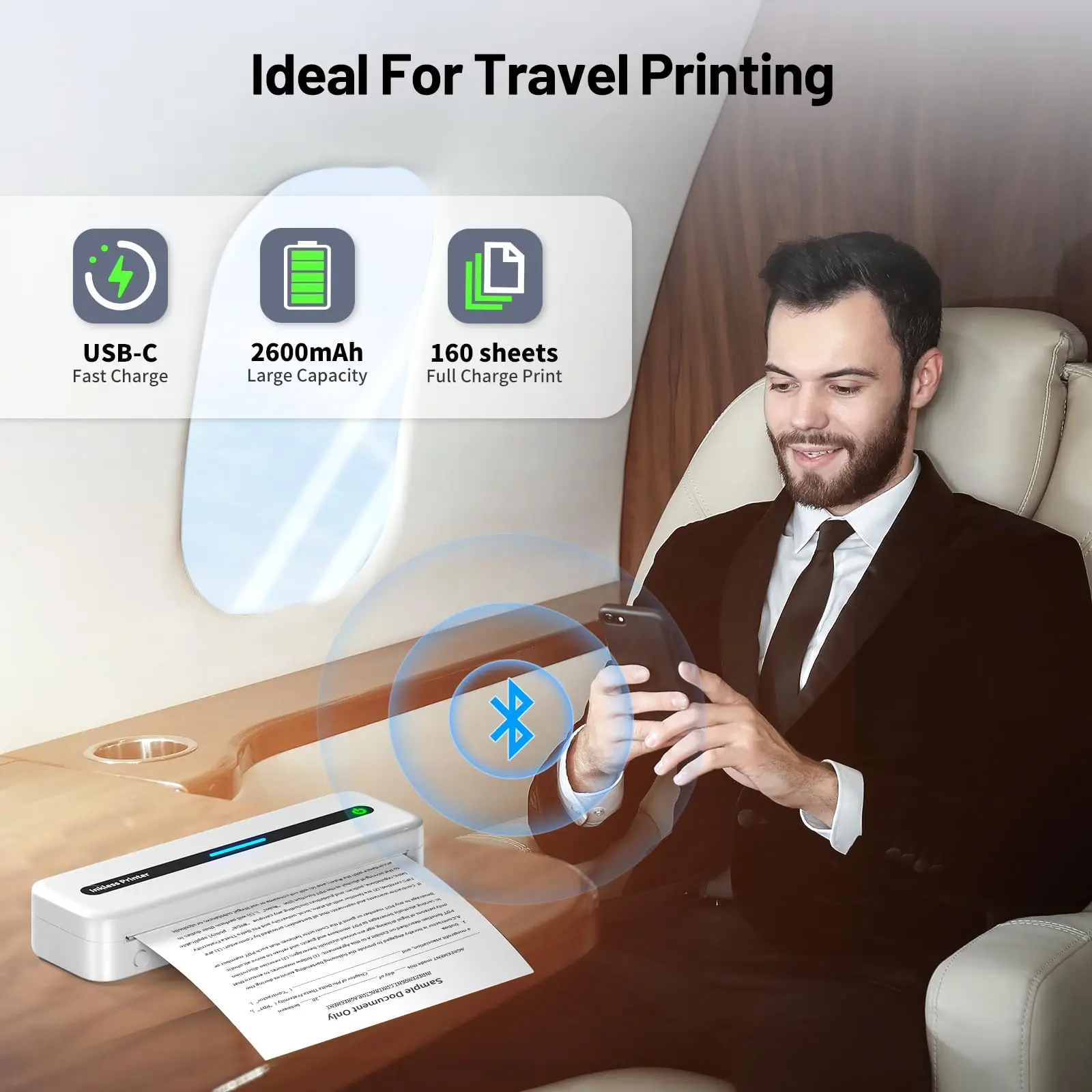 Portable-Printer-Wireless-for-Travel-M832-Inkless-Printer-Thermal ...