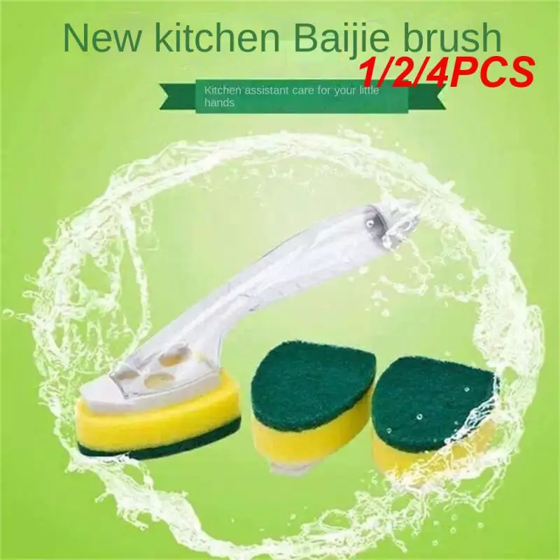 1-2-4PCS-Handle-Sponge-Sponge-Washer-Brush-Head-Kitchen-Cleaning ...