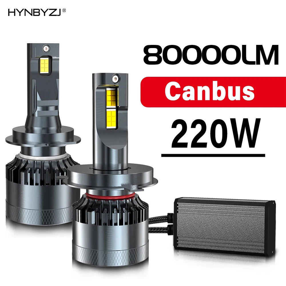 HYNBYZJ 220W H7 H4 Led Canbus 80000LM Car Headlights H1 H8 H11 9005 HB3 9006 HB4 9012 Hir2 LED ...