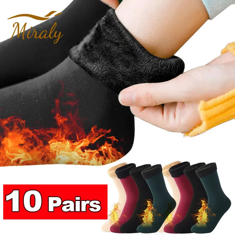 1-2-3-5-10Pairs-Thermal-Socks-Women-Winter-Warm-Thicken-Fleece-Short ...