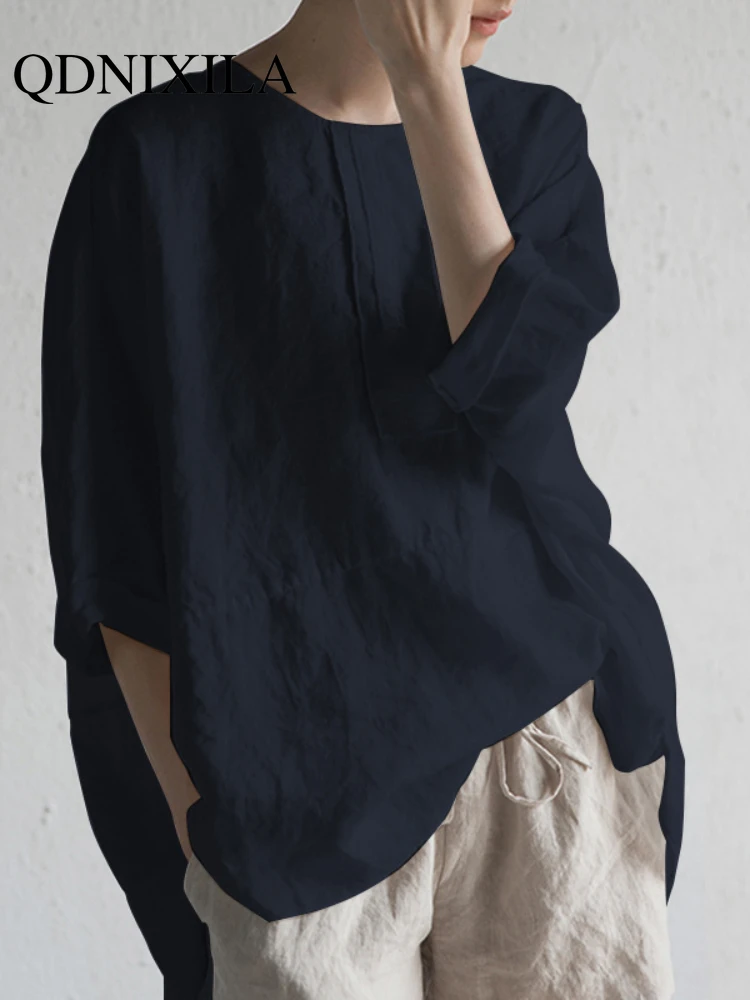 Linen Shirt Oversize Woman | Tee Shirt Cotton Linen Woman | Cotton ...