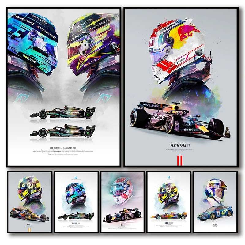 2023-Watercolor-Formula-One-Grand-Prix-Racing-Driver-Poster-Aesthetic ...