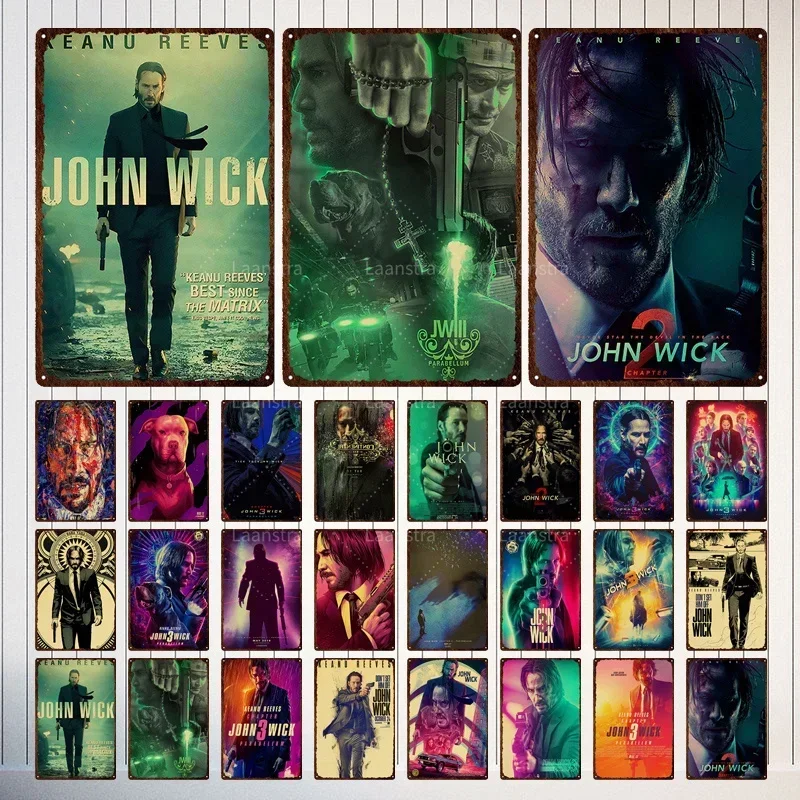 Metal Tin Sign Vintage Movie Poster John Wick Poster Decorative ...