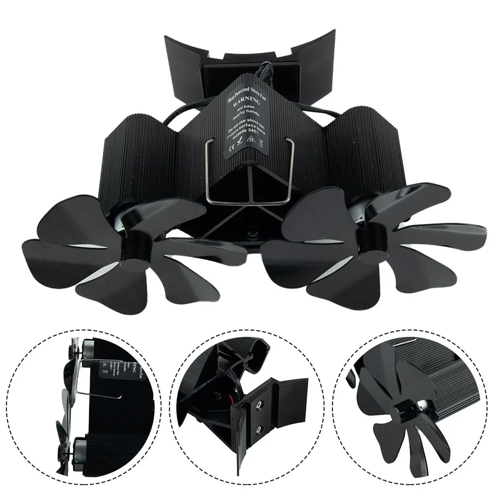 Fireplace-Fan-Double-Head-12-Blade-Furnace-Fan-Wall-Mounted-Unpowered ...