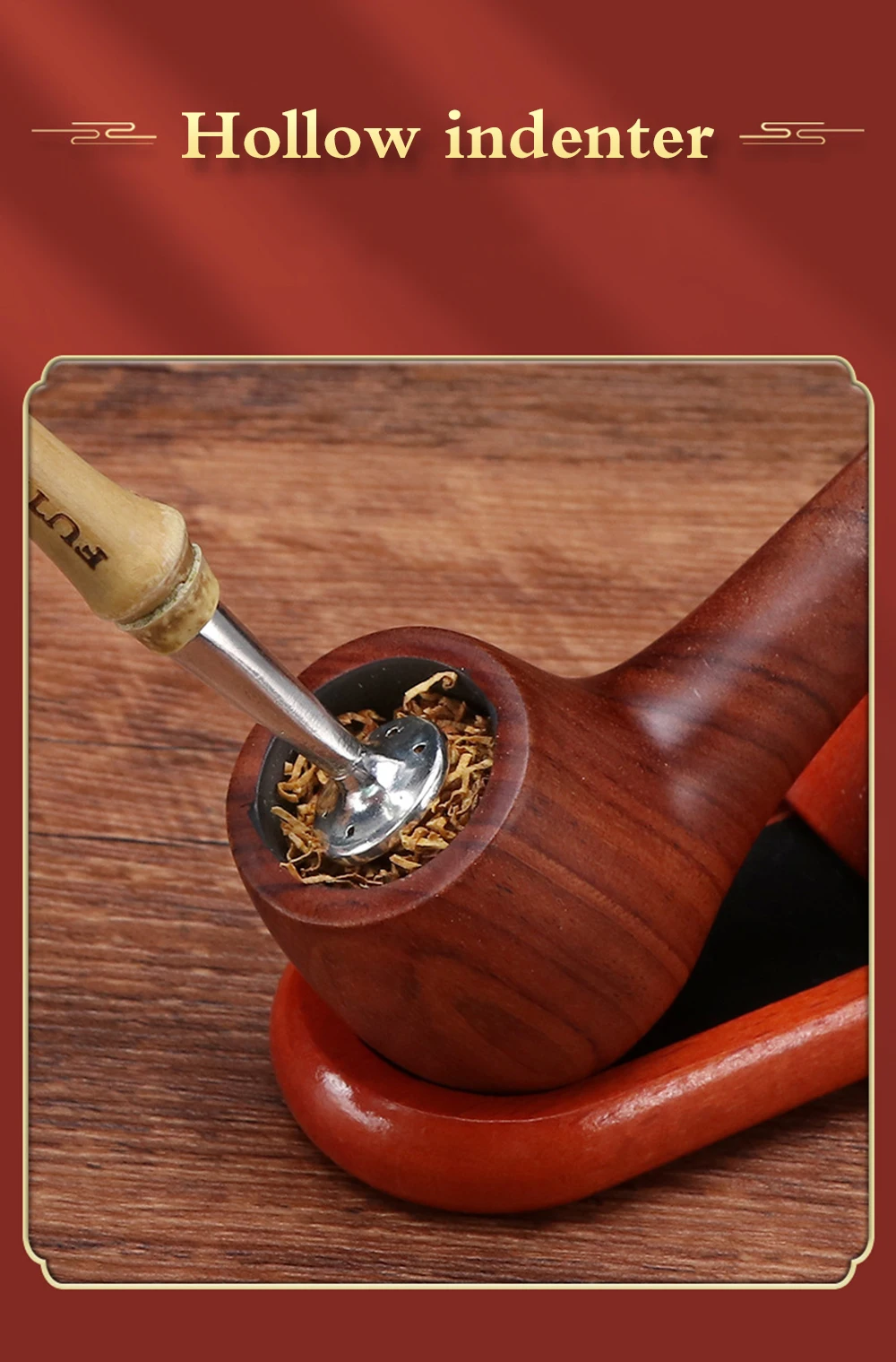 Base de bois - Bâton de pression pour pipe à fumer en bambou avec base ...