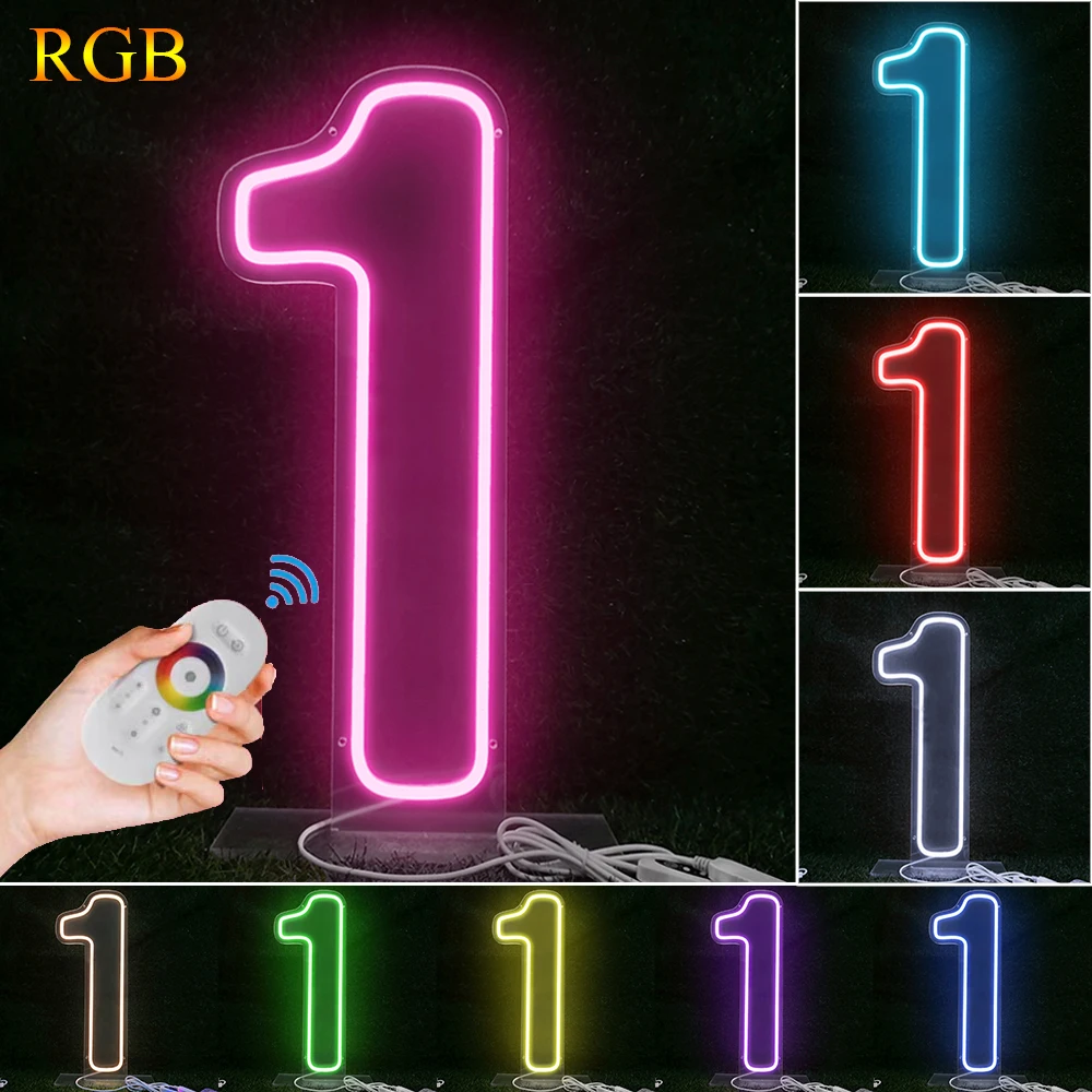 RGB-Number-1-Neon-Signs-for-First-Birthday-Party-LED-Light-Up-Signs ...