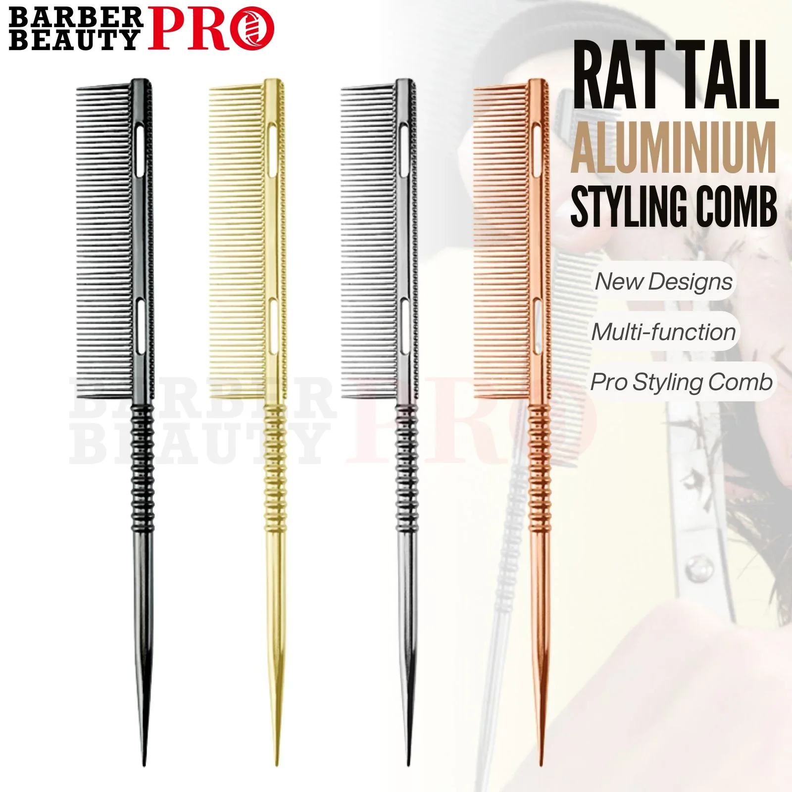 NEW Professional Rat Tail Aluminium Styling Comb Multi Functonal Salon ...