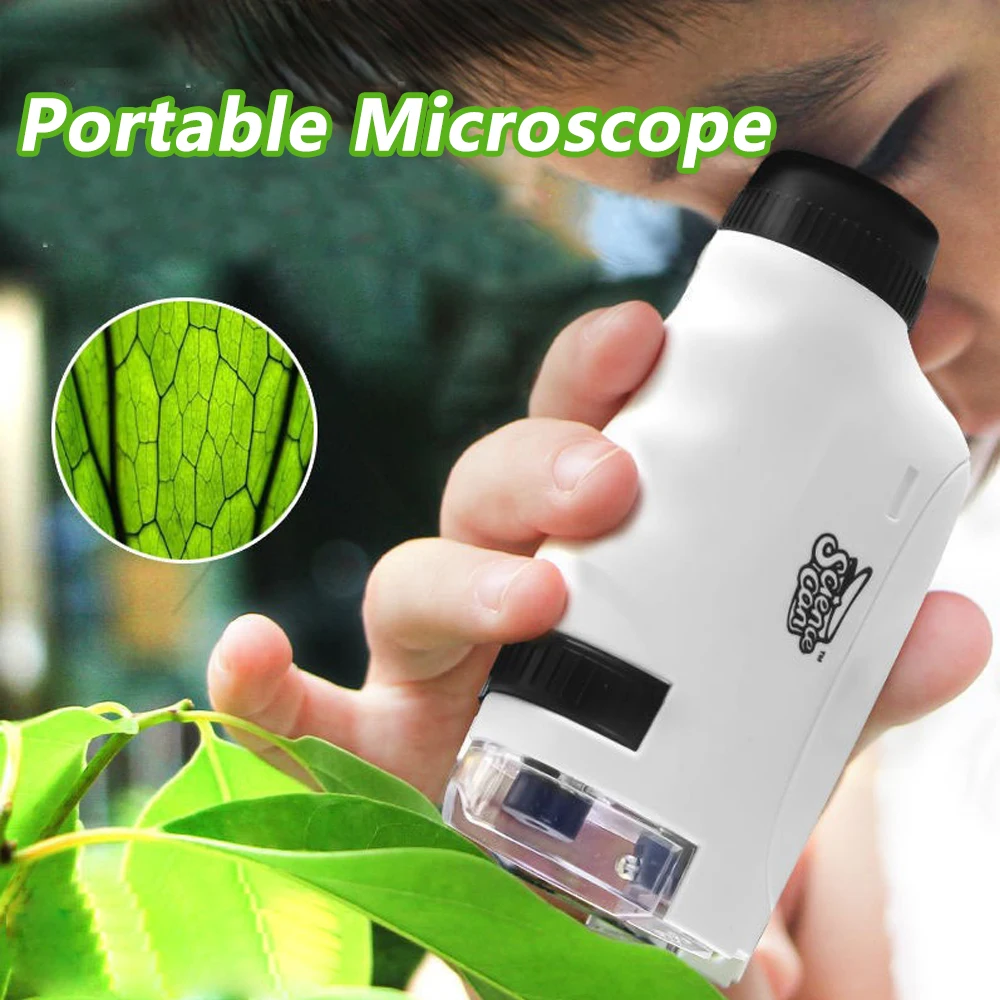 Kids Science Mini Pocket Microscope Toy Kit 60-120x Educational ...