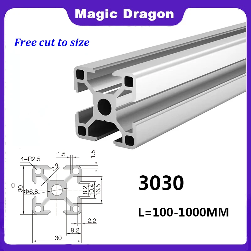 1PC 3030 Aluminum Profile Extrusion 100-1000MM Length European Standard ...