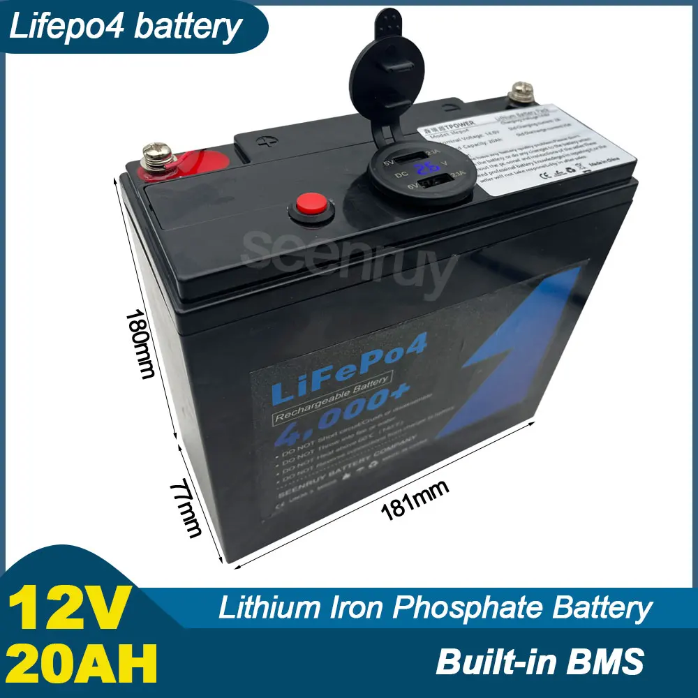 12V-20Ah-Lifepo4-With-Charger-Lithium-Iron-Phosphate-Battery-Perfect ...