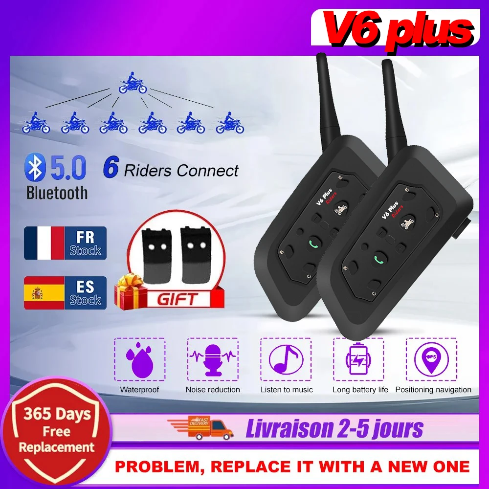 Motocicleta-Capacete-Intercom-Headset-V6-Plus-BT-Interphone ...