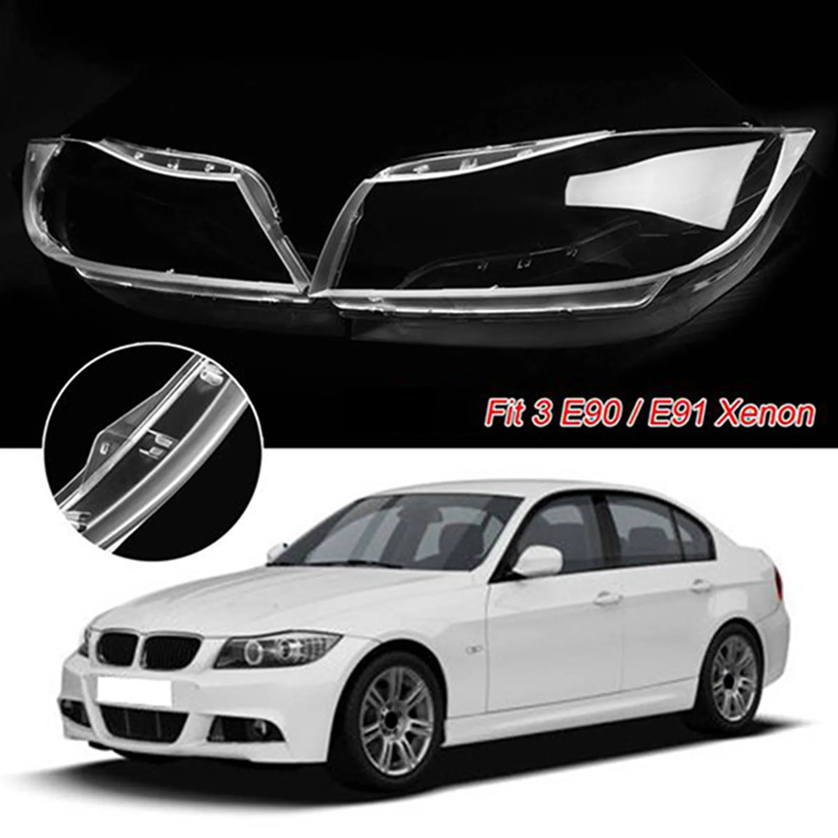 Xenon-Car-Head-Light-Shade-para-BMW-Clear-Lens-Shell-Capa-para-S-rie-3 ...