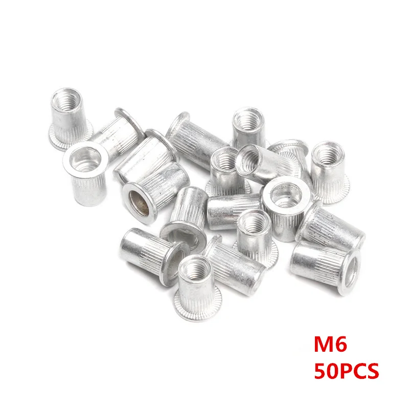 Threaded Rivet Nuts M6 Rivet Nut River Flat Head Knurling Body Zp ...