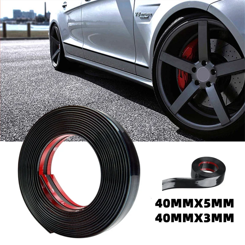 5M-3M-X-40MM-Car-Door-Body-Side-Skirt-Molding-Trim-Bright-Black-Auto ...