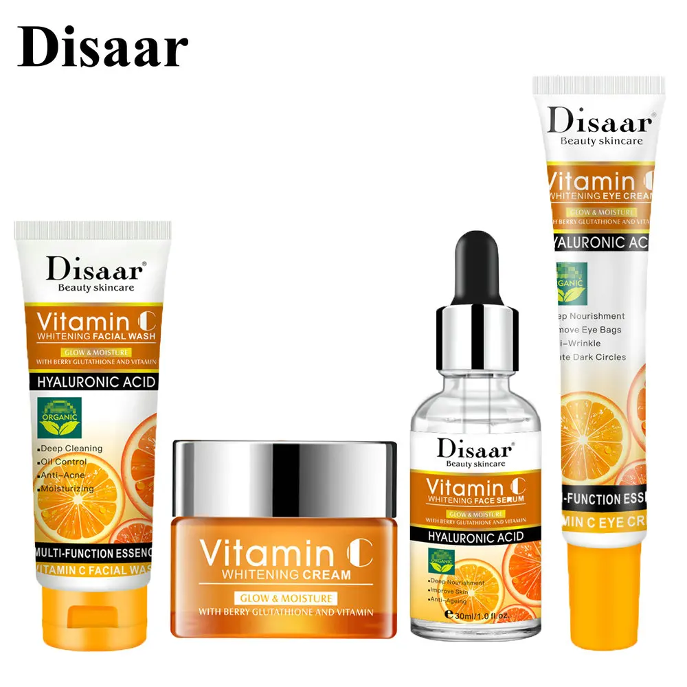 Disaar-4Pcs-VC-Beauty-Face-Skin-Care-Set-Facial-Cream-Cleanser-Essence ...