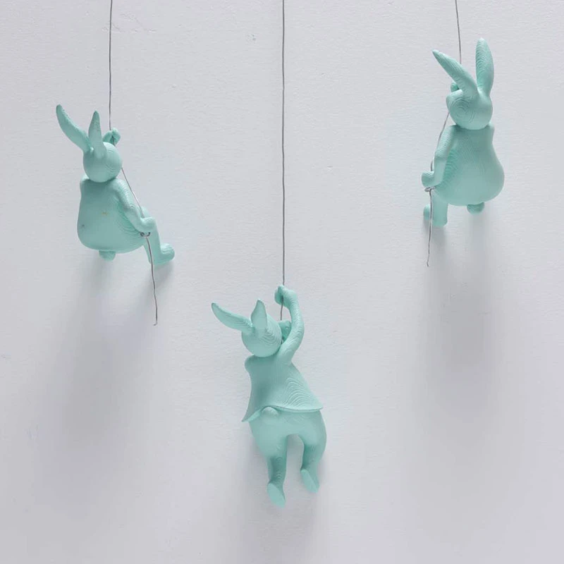 Nordic Cute Rabbit Climbing Hare Wall Hanging Modern Art Room Pendant ...
