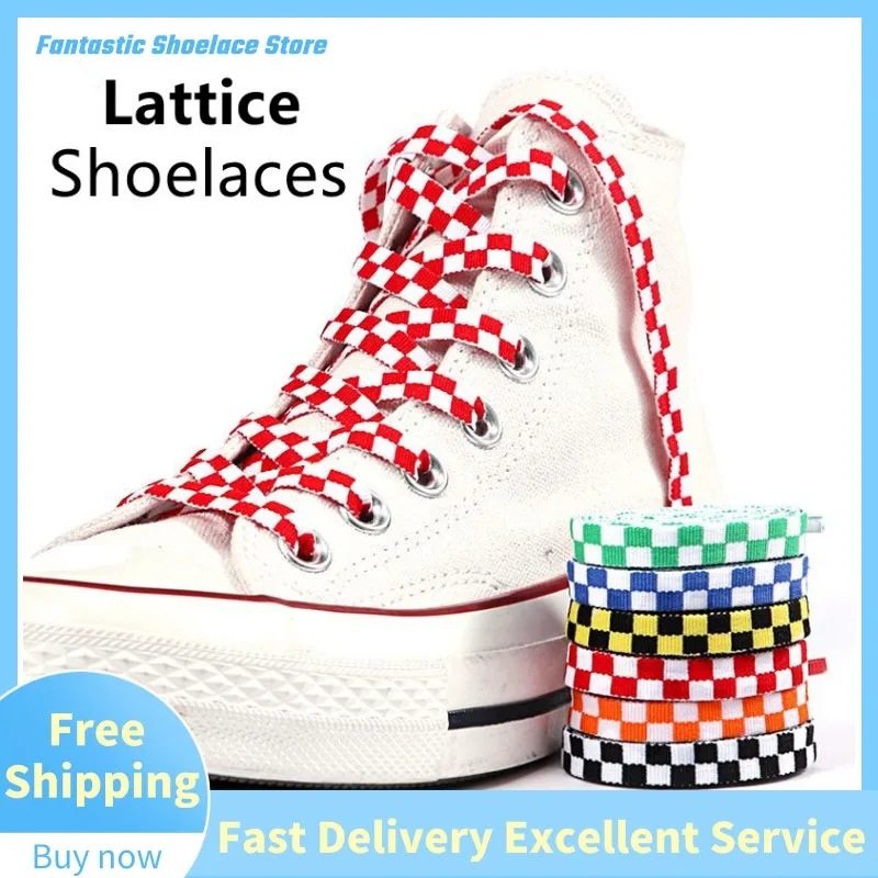 New-Black-White-Checkered-Grid-Flat-Shoelaces-Printing-Ribbons-Shoe ...