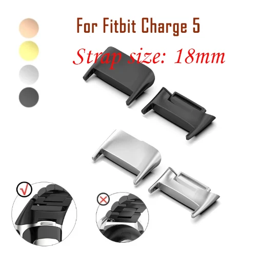 1-Pair-Metal-Connector-Watchband-For-18mm-Steel-Tape-Fitbit-Charge-5 ...