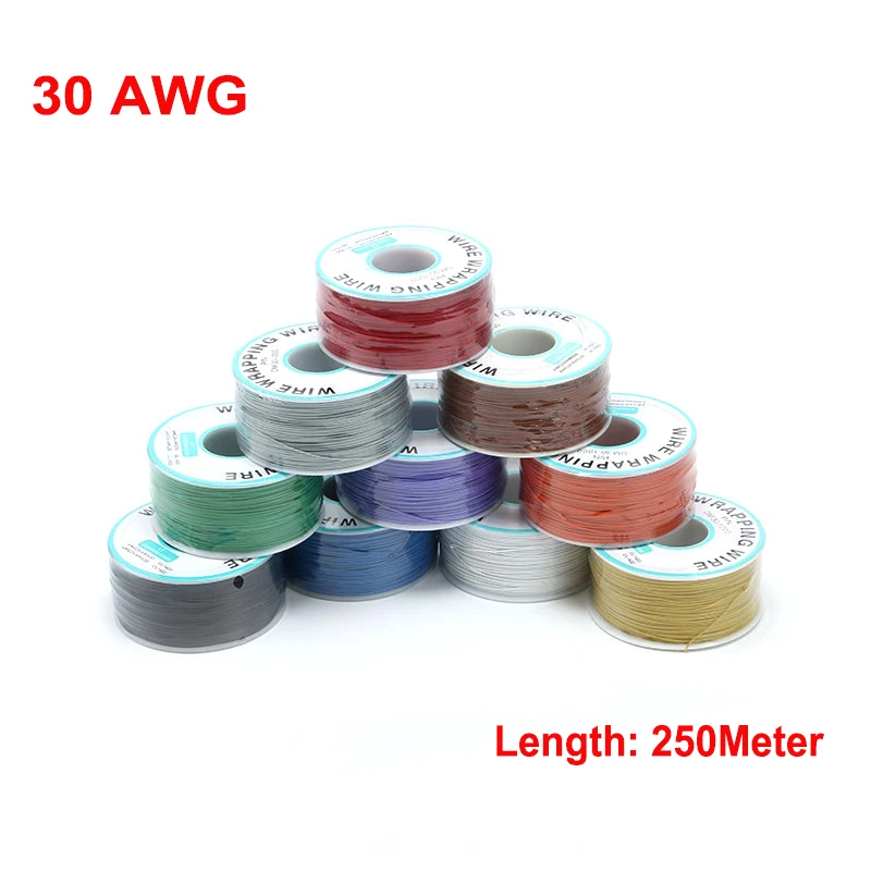 Generic 250 Meter Ok Wire 30 Awg 8 Colors Wrapping Wire Single Strand Copper Cable Electrical ...