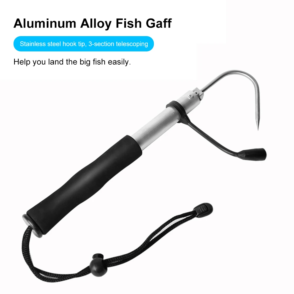 60cm-90cm-120cm-Telescopic-Fish-Gaff-Stainless-Steel-Hook-Ice-Sea ...