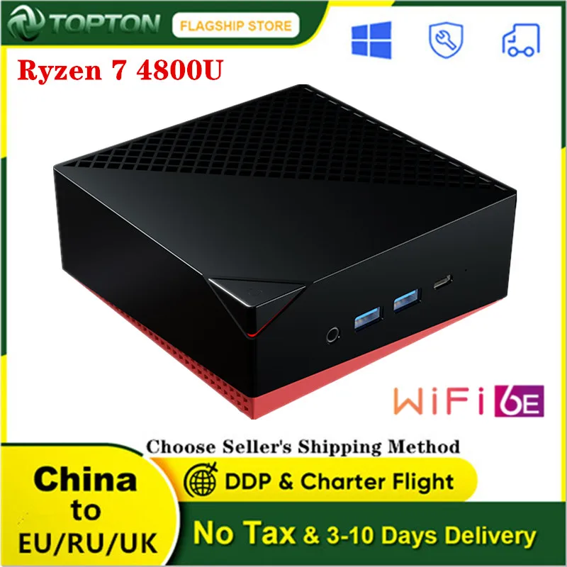 TOPTON NUC AMD Gaming Mini PC Ryzen 7 4800U 3750H Vega Graphic 2*DDR4 ...
