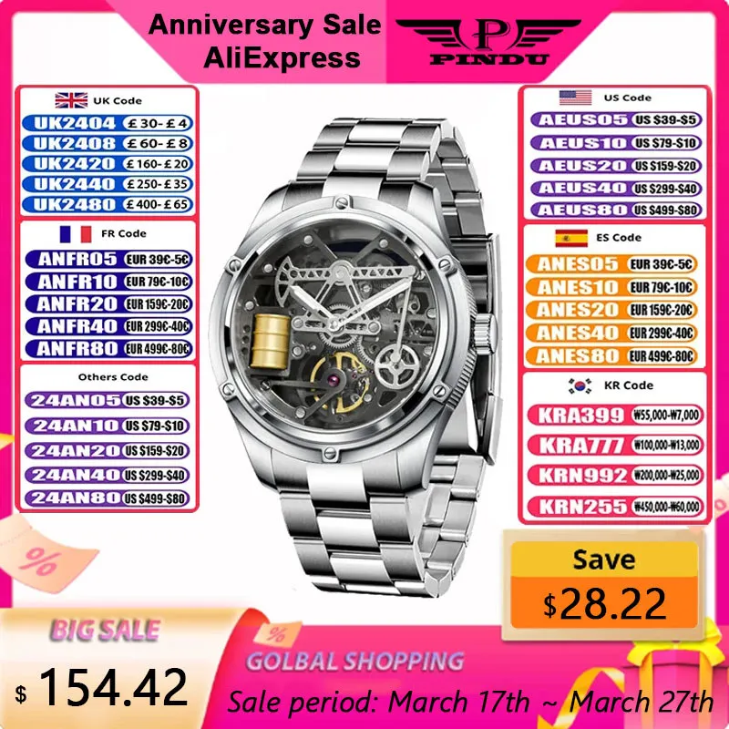 PINDU-Watch-Miyata-8215-Mechanical-Movement-Sapphire-Mirror-Waterproof ...