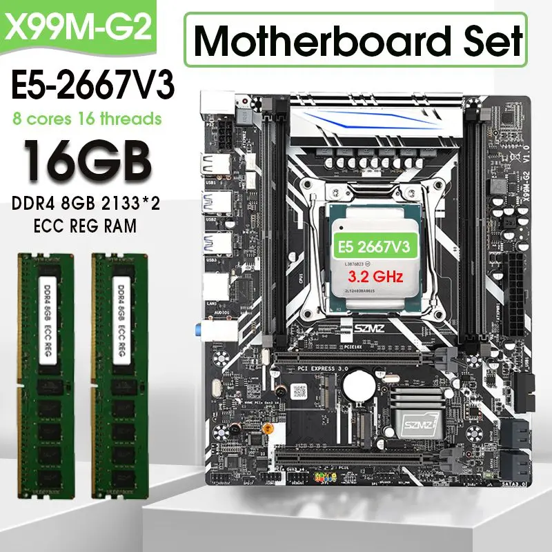 SZMZ-Kit-de-placa-base-X99-Xeon-E5-2667-V3-CPU-de-LGA2011-3-16GB ...