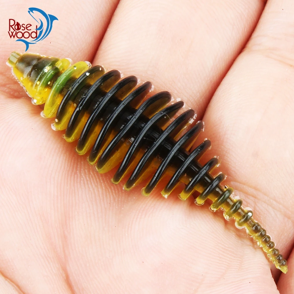 Rosewood Ribbed Worm Soft Plastic Lure Shad Bait 3.6cm/5.3cm For Perch ...
