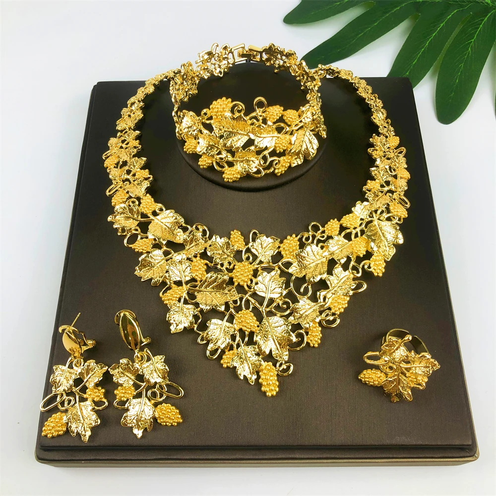 Dubai-18K-Gold-Plated-Jewelry-Sets-For-Women-Unique-Two-Tone-Design ...