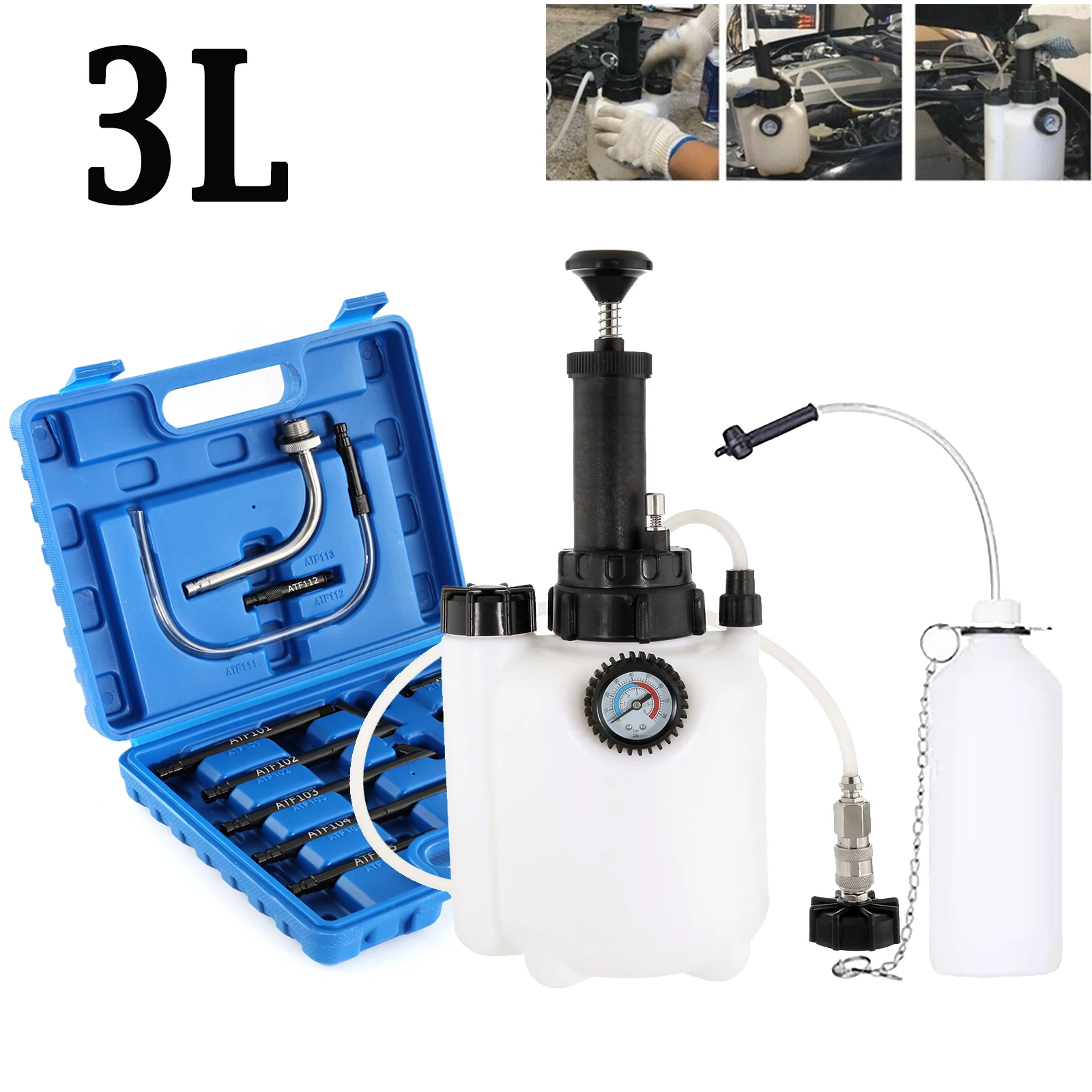 3L Car Manual Brake Bleeder Fluid Oil Changer Hydraulic Clutch Oil Pump ...