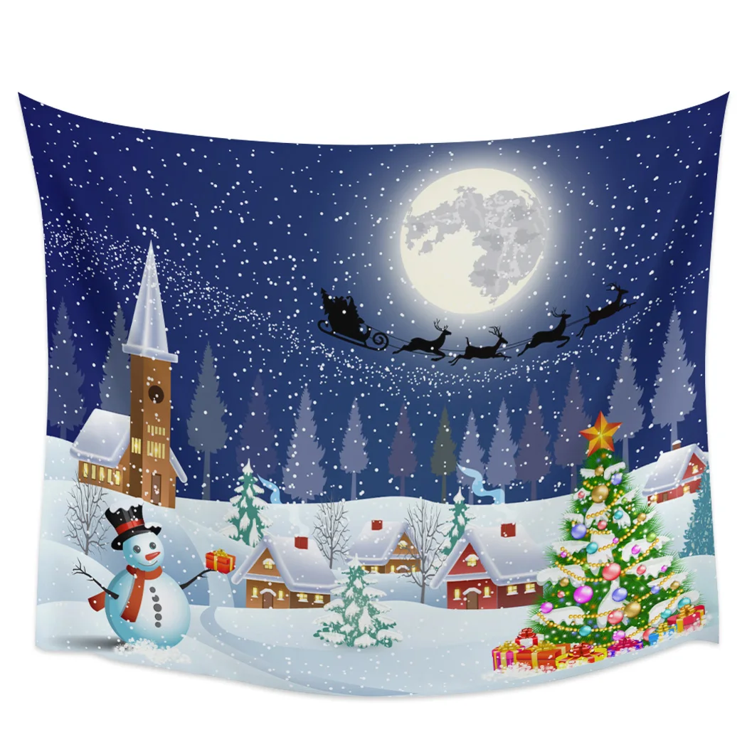 Merry-Christams-Snow-Winter-Tapestry-Background-Wall-Covering-Home ...