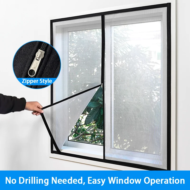 No-Drill-Insect-Proof-Window-Screen-Hook-and-Loop-Fasteners-Breathable ...