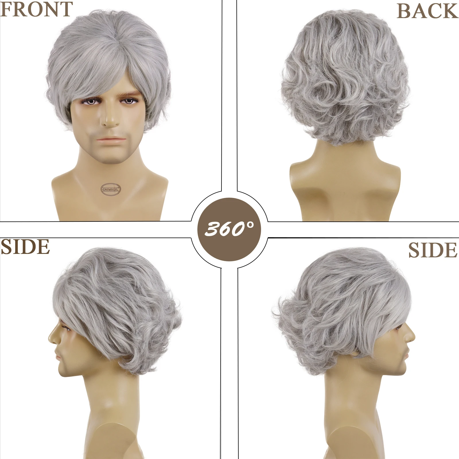 Synthetic male grey hair wigs multiple choices (Brand - Gnimegil) - Hair.lk