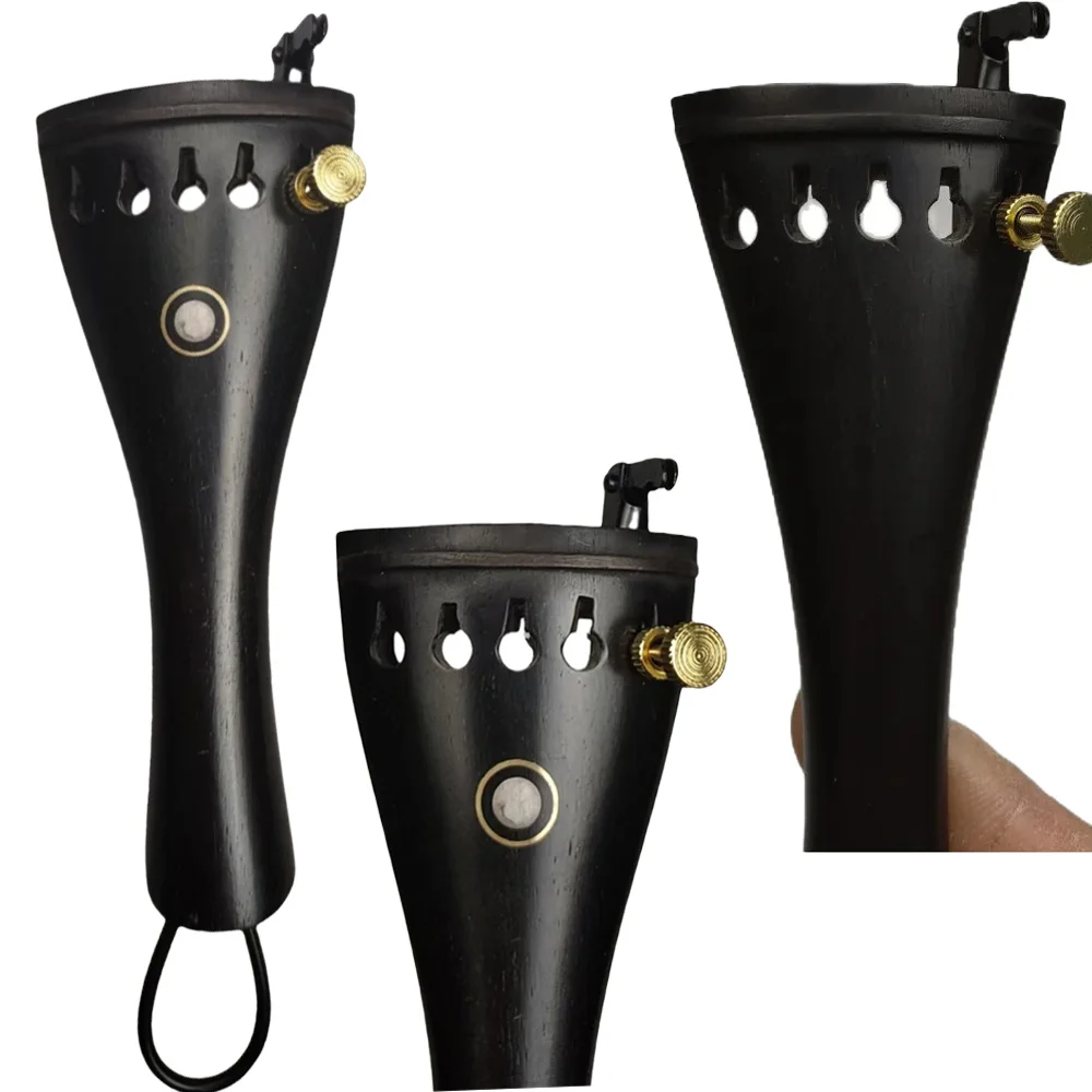 5 String Violin Tailpiece with Tail Gut Fine tuner, 4/4 Ebony Wood Tail ...