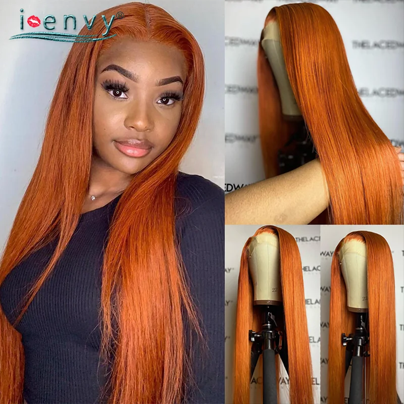 Ginger-Blonde-Colored-Lace-Front-Human-Hair-Wigs-For-Women-Straight-Wig ...