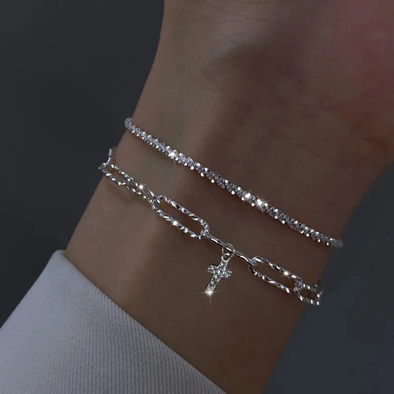Fashion Silver Color Sparkling Adjustable Bracelets for Women Elegant ...
