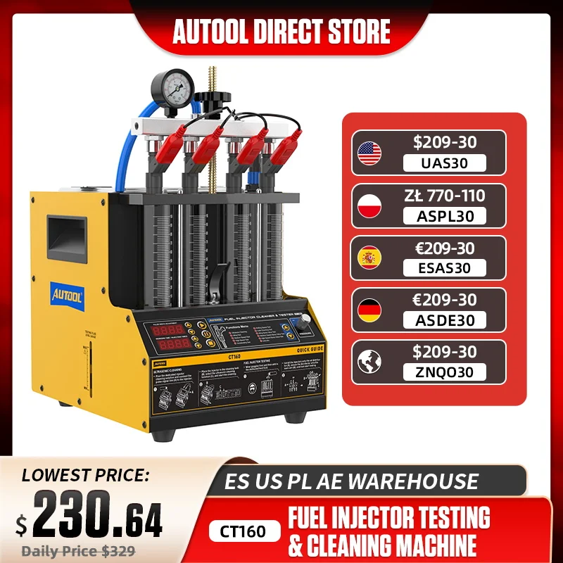 AUTOOL CT160 Automotive Injector Nozzle Cleaning Machine Fuel Injector ...