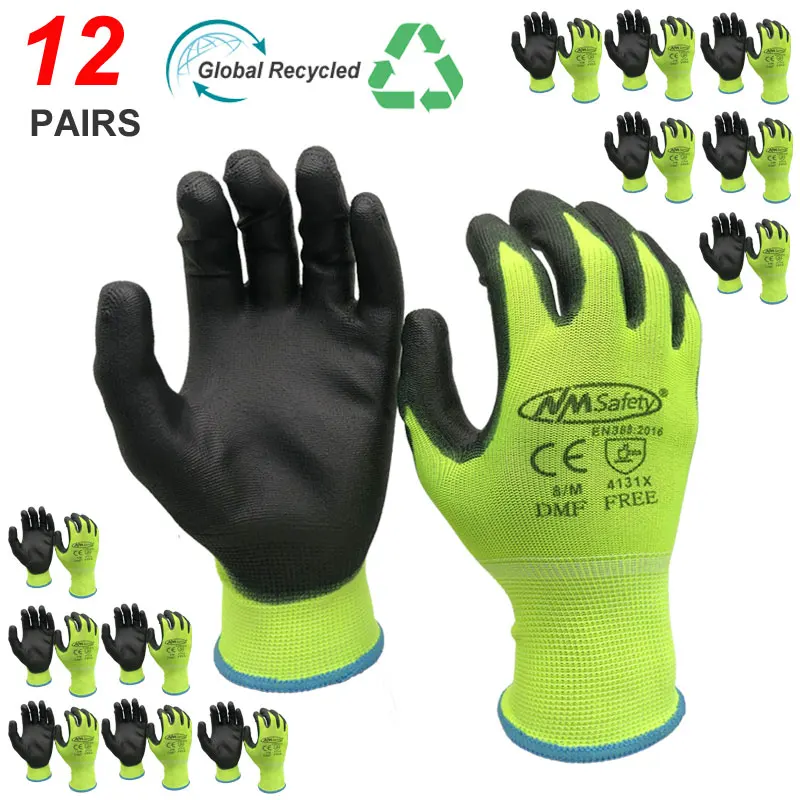 NMSafety-Mechanic-Work-Glove-With-PU-Rubber-Palm-Coated-General-Purpose ...
