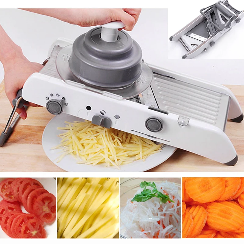 Slicer Grater Cutter Grater 스테인레스 스틸 슈레더 양파 감자 강판 조정 가능한 야채 커터 Multi ...