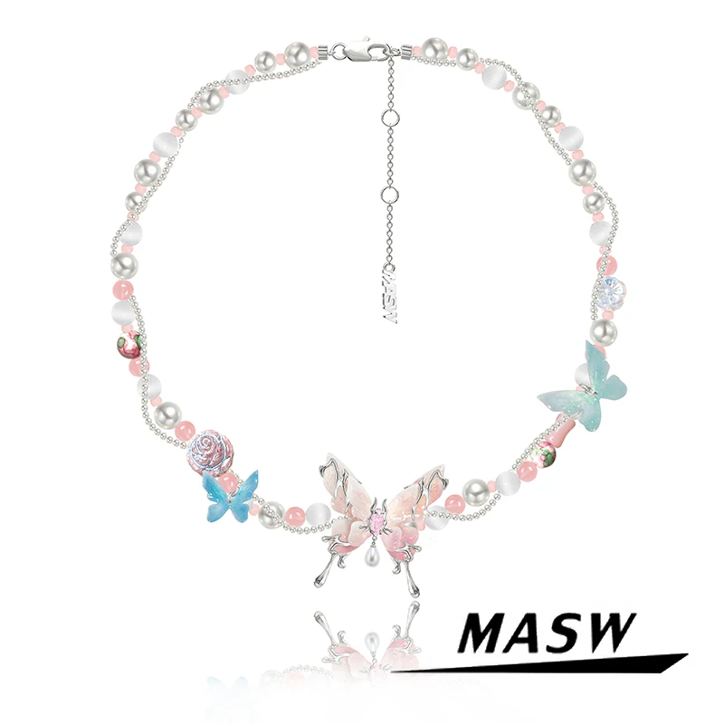 MASW Original Design Spring Summer Style Colorful Butterfly Necklace ...