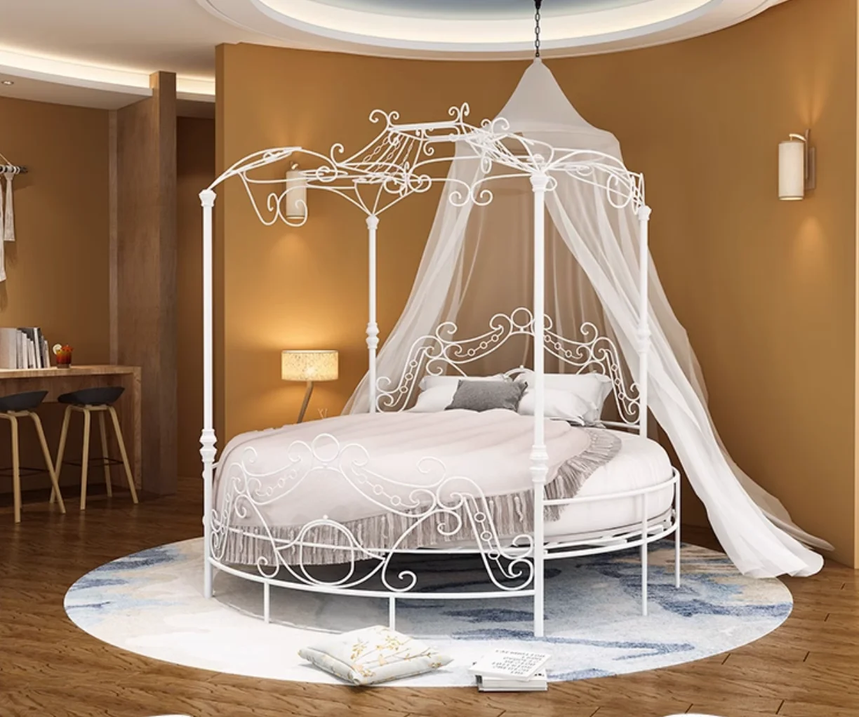 Wrought iron bed Modern Princess round bed couples bed vintage bed AliExpress