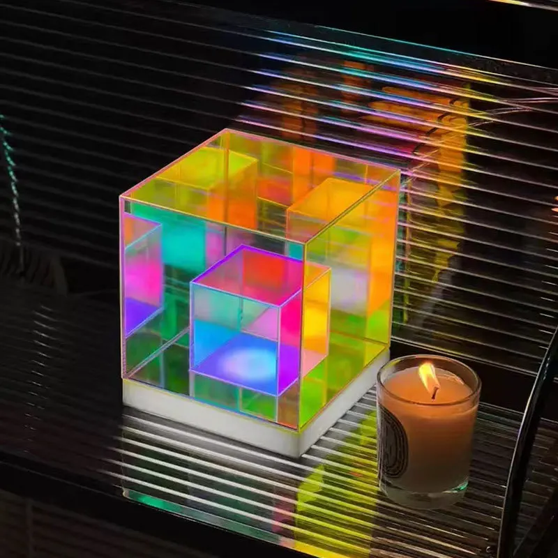 decoration cube night light rgb corlorful atmosphere acrylic magic cube ...