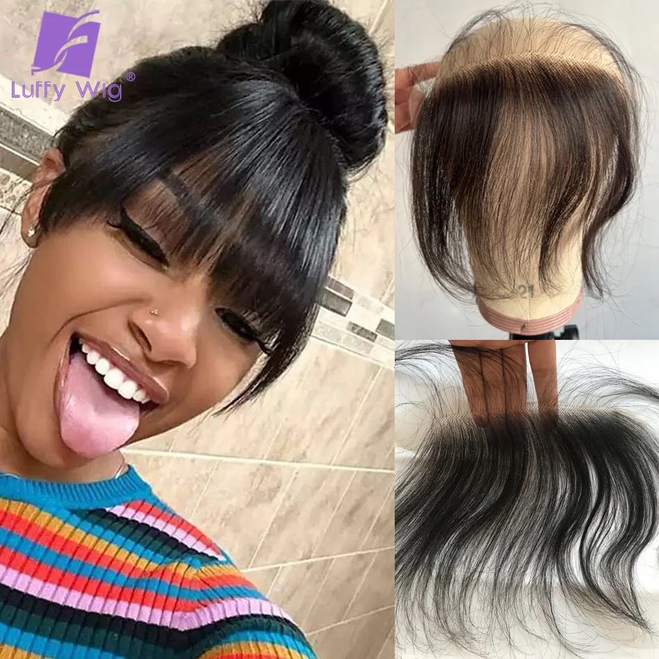 Hd-Lace-Human-Hair-Bangs-No-Clips-Silky-Straight-Baby-Hair-Fringe-Bang ...