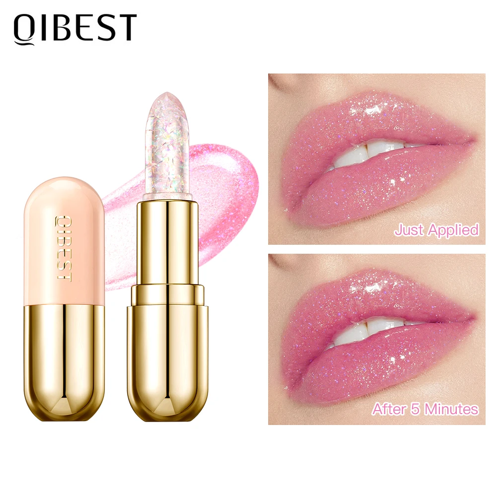 QIBEST-Glitter-Pearlescent-Diamond-Lipstick-Transparent-Color-Change ...