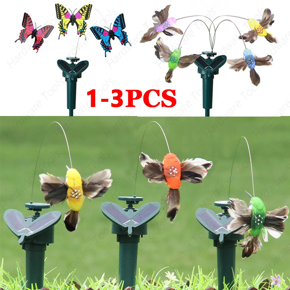 1-3PCS Solar Powered Dancing Fluttering Butterflies Garden Ornaments ...