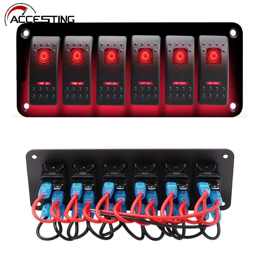 4/6 Gang Car Switch Panel 12~24 V Circuit Breakers Overload Protect ...