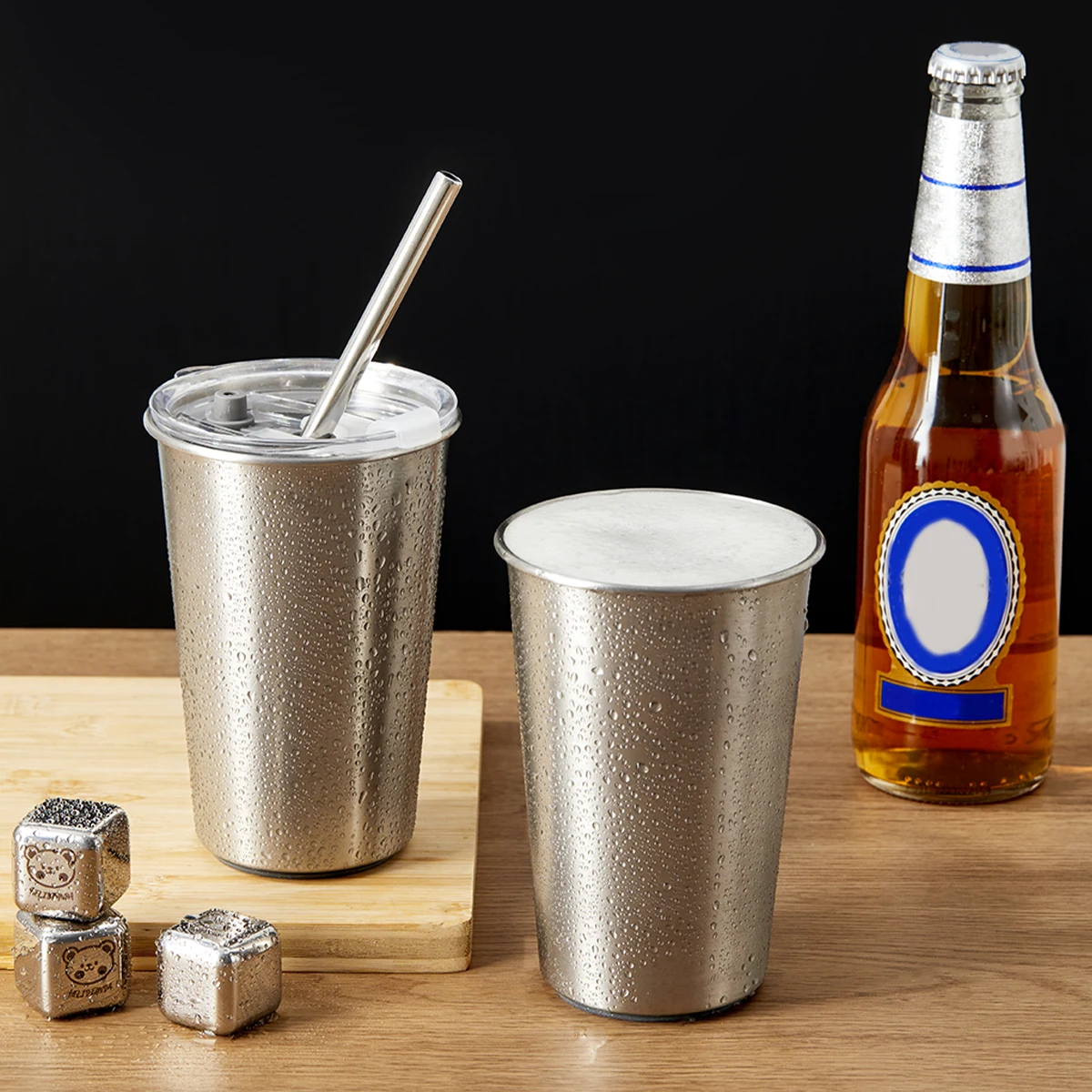 WORTHBUY-400ML-Freeze-Water-Cup-With-Straw-304-Stainless-Steel-Tumbler ...