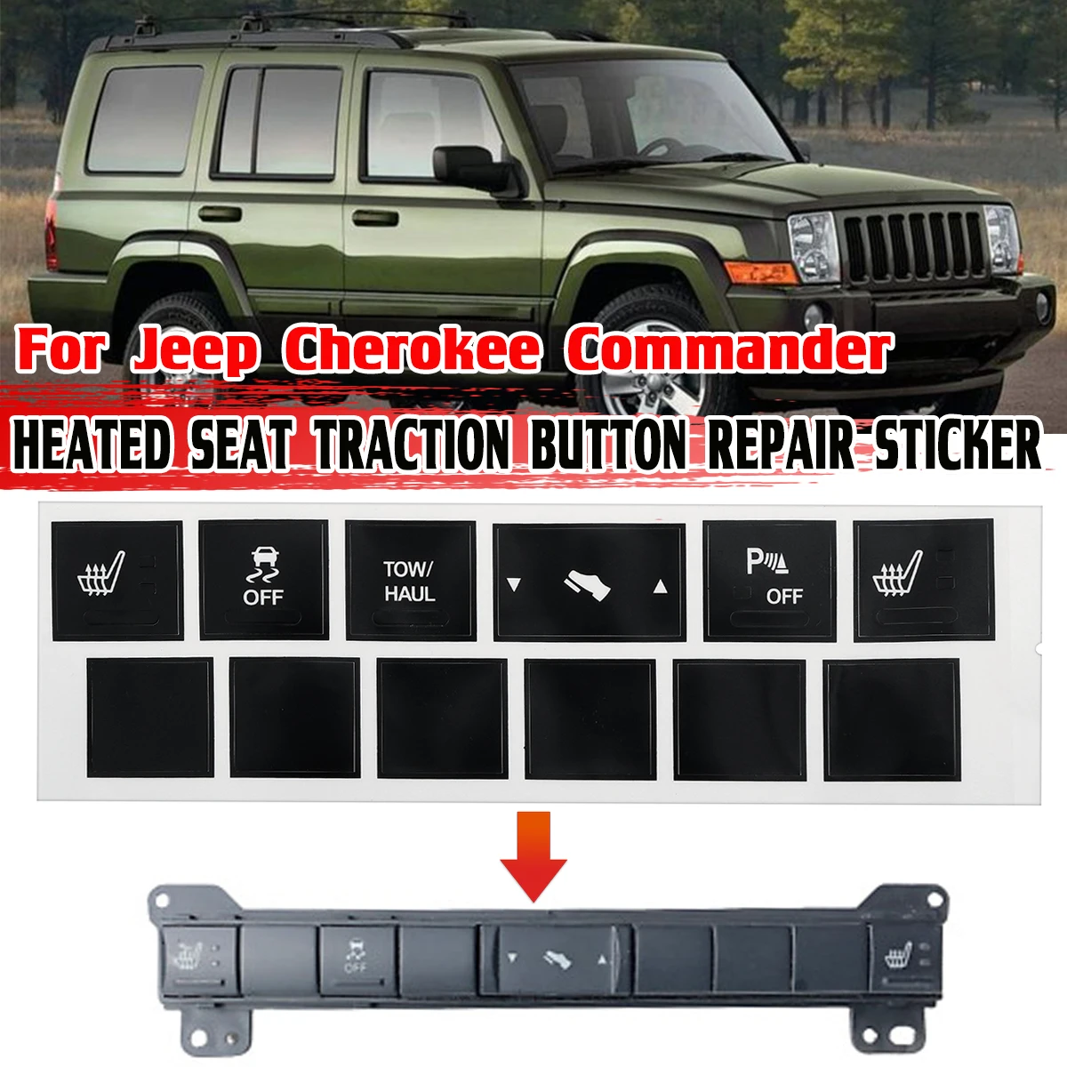 For-Jeep-Cherokee-Commander-Matte-Black-Heated-Seat-Traction-Button ...